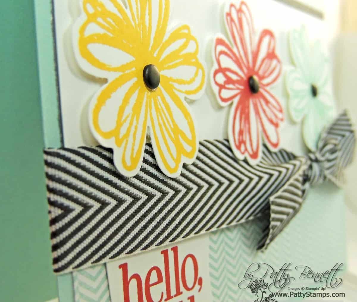 Flower Shop card with Chevron Ribbon - Patty Stamps