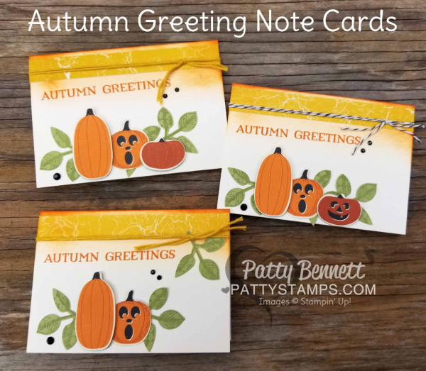 Autumn Patterned Pumpkin Fall Note Cards - Patty Stamps